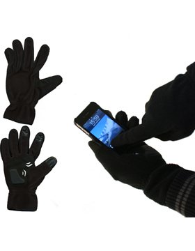 Gants tactiles polaires noirs pour téléphone mobile